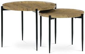 Set 2ks konferenčních stolů, MDF dekor divoký dub, černé kovové nohy