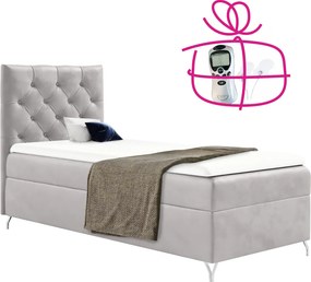 Boxspringová postel, 90x200, světle šedá látka Velvet, levá, GULIETTE + dárek