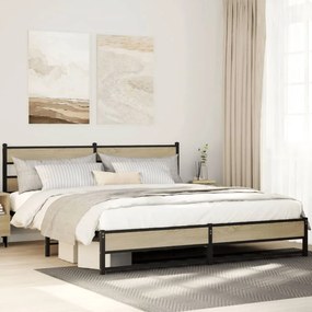 Kovový rám postele bez matrace dub sonoma 200 x 200 cm 3308502