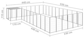 Psí kotec stříbrný 19,36 m² ocel - Default Title