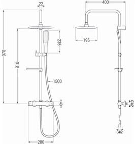 Mexen KX49 sprchový set s termostatickou baterií Kai, černá-zlatá, 771504991-75