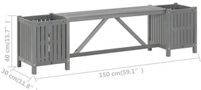 vidaXL Marketos Zahradní lavice se 2 truhlíky 150 cm masivní akácie šedá