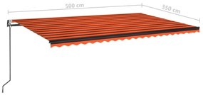 Automatická markýza LED a senzor větru 500x350 cm oranžovohnědá,  3069235