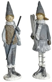Dívka či chlapec s lyžemi, vánoční dekorace, 5 x 22 x 7 cm, rozlišení: děvčátko