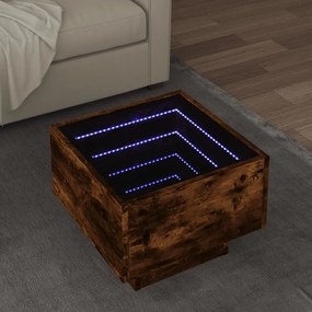 Odkládací stolek s LED kouřový dub 40x40x30 cm kompozitní dřevo