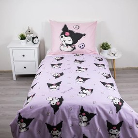 Růžové bavlněné dětské povlečení na jednolůžko 140x200 cm Hello Kitty "Kuromi" – Jerry Fabrics
