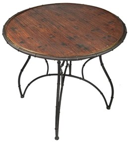 Vingo Stůl s bambusovou deskou kulatou, průměr 90 cm