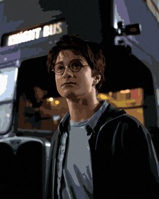 Malování podle čísel harry potter před zachraným kouzelníckým autobusem, 40x50 cm, bez rámu a bez vypnutí plátna