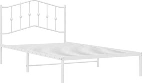 vidaXL Kovový rám postele s čelem 100 x 200 cm [373833] Barva: Bílá
