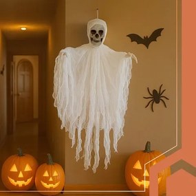 Dekorace Halloween visící kostra Ruhhy 26124, bílá
