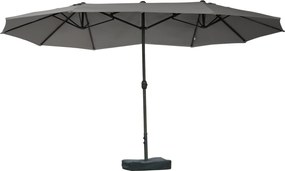 Zahradní slunečník Outsunny dvojitý slunečník s ruční klikou tmavě šedý ovál 460 x 270 x 240 cm | Aosom