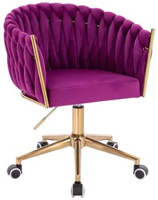 LuxuryForm DESIGN Židle NORDEN VELUR na zlaté podstavě s kolečky - fuchsie