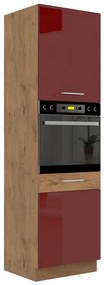 Vysoká kuchyňská skříňka pod troubu Woodline 60 DP-210 2F, Barva: Dub lancelot / bíly lesk