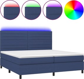 Box spring postel s matrací a LED modrá 200x200 cm textil 3134987