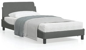 Rám postele s čelem tmavě šedý 100x200 cm textil,  373126
