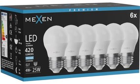 Mexen Nova 6x LED žárovka E27, G45, 4W, Studená - 6500K, 420 lm - L101-E27-0465-01x06