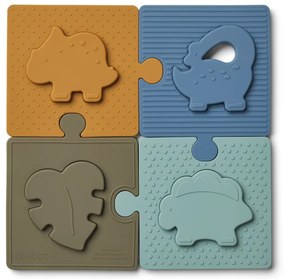 Liewood Silikonové puzzle Bodil Dino blue multi