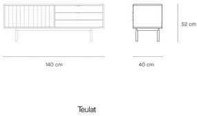 Černý TV stolek v dekoru dubu 140x52 cm Sierra - Teulat