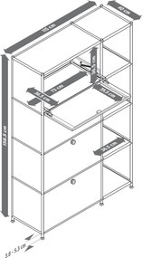 Tchibo - Kovový regál CN3 se 4 výklopnými dvířky - barva: šedá