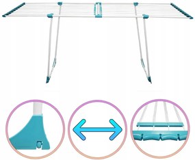 Erga Model 306U, stabilní teleskopický sušák na prádlo 202x55x92 cm, bílá-zelená, ERG-SEP-10SUSSTOPROFE