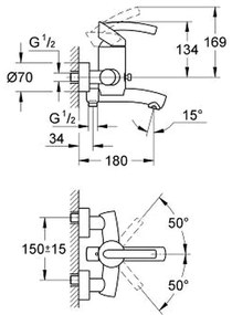 Grohe Tenso - páková vanová baterie, chrom 33349000