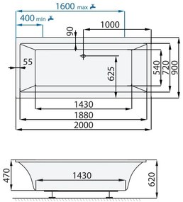 Santech VARIA 200 x 90 cm SAVAR200 vana akrylátová