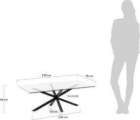 Černý konferenční stolek se skleněnou deskou 70x130 cm Argo – Kave Home