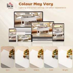 HOMCOM výškově nastavitelný a vysouvací konferenční stolek, stolek do obývacího pokoje se skrytým prostorem, otevřená police, 100x45x50,5 cm, bílá
