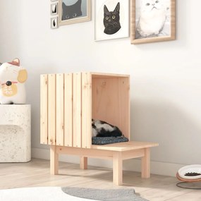 Domeček pro kočky 60 x 36 x 60 cm masivní borové dřevo - Default Title