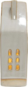 Béžový porcelánový domek s LED světýlky Chrie - 8*5*18 cm