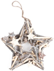 Vánoční dřevěná hvězda Whitewood, 25 cm