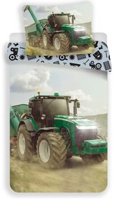 Jerry Fabrics Bavlněné povlečení Traktor green 140x200 70x90