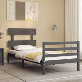 vidaXL Rám postele s čelem 90 x 200 cm masivní dřevo [3195078] Barva: Černá