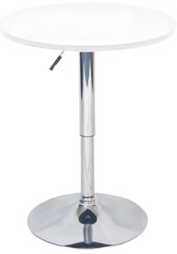 Barový stůl s nastavitelnou výškou BRANY 2 NEW, průměr 60 cm, MDF barva bílá, kov chrom
