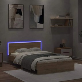 Rám postele s čelem a LED osvětlením dub sonoma 120 x 190 cm 3207639