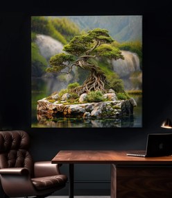Obraz na plátně - Strom života Ostrovní Bonsai FeelHappy.cz Velikost obrazu: 80 x 80 cm