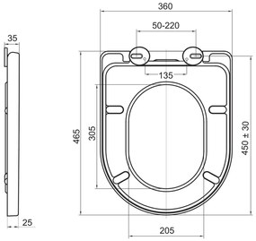 Mereo WC závěsné RIMLESS 530 x 355 x 360 vč. sedátka CSS124 keramika bílé VSD81S2