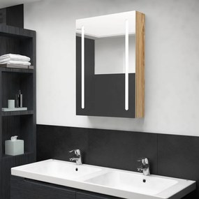 LED koupelnová skříňka se zrcadlem dub 50 x 13 x 70 cm 326499