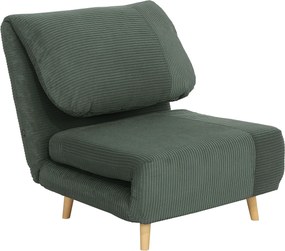 HOMCOM 2-v-1 Spací Pohovka S Křeslem, Skládací Matraci pro Hosty v Corduroy Vzhledu, pro Ložnici a Obývací Pokoj, Zelená, 82 x 89 x 83 cm