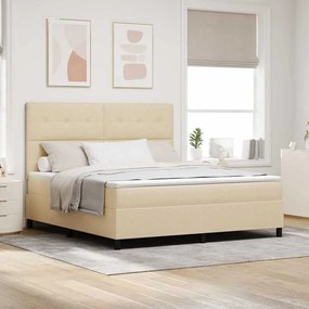 Postel s boxspringem s čelo Krémová 180 x 200 cm textil 3339411