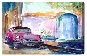 Obraz Růžové Auto Malované Akvarelem Nedostatek Nedostatek Plátno Canvas 120x80
