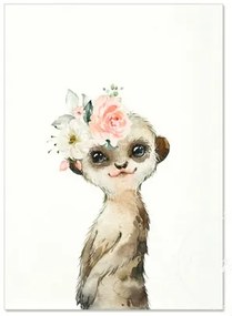 Plátno - obrázek - zvířátka s věnečkem Motiv: TX2156F surikata, Rozměry (cm): 20x25 cm