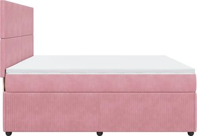 Box spring postel s matrací růžová 200x200 cm samet 3294729