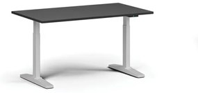 Výškově nastavitelný stůl, elektrický, 675-1325 mm, deska 1400x800 mm, bílá podnož, grafit