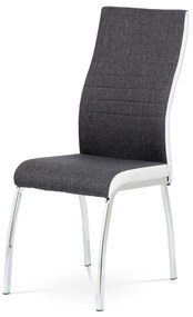 AUTRONIC Jídelní židle šedá látka + bílá koženka / chrom