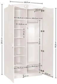 Dvoudvéřová šatní skříň Chloe - bílá