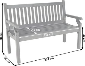 Dřevěná zahradní lavička, šedá, 124 cm, KOLNA