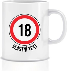 Personalizovaný klasický bílý hrníček 300 ml - narozeninová dopravní značka