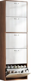 HOMCOM Úzký a úsporný obuvník na 5 pater pro maximálně 30 párů se 2 policemi na úroveň, MDF obuvník, 60x28x189 cm, bílá a hnědá | Aosom