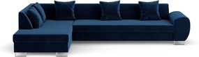 KOOKO HOME Rohová rozkládací sametová pohovka s úložným prostorem Adagio XL levý roh